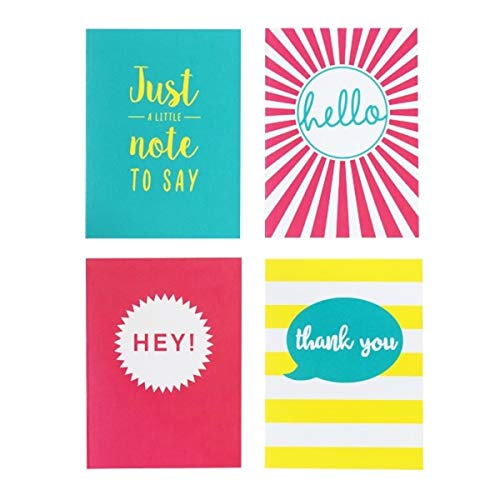 Portico Designs Mini Blank Notecard Set Colorful Note Cards Small Stationary Set, 12-Count, Brights