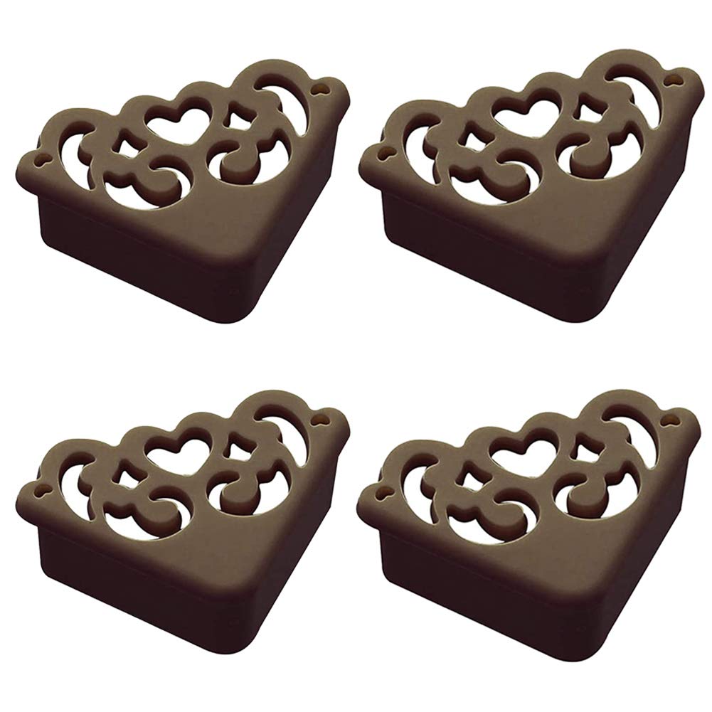 Safe Corner Protector,4PCS Hollow Out Flower Pattern Soft Baby Safety Corner Protectors Guards Table Corner Guards for Child and Baby Coffee