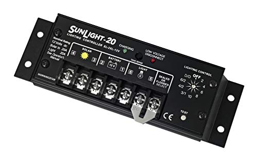 Morningstar Sunlight 20A Solar Charge Controller for 12V Batteries, Solar Panel Controller for Lighting, Battery Controller Solar Controller 12V, Lowest Fail Rate Charge Controller for Solar Lights