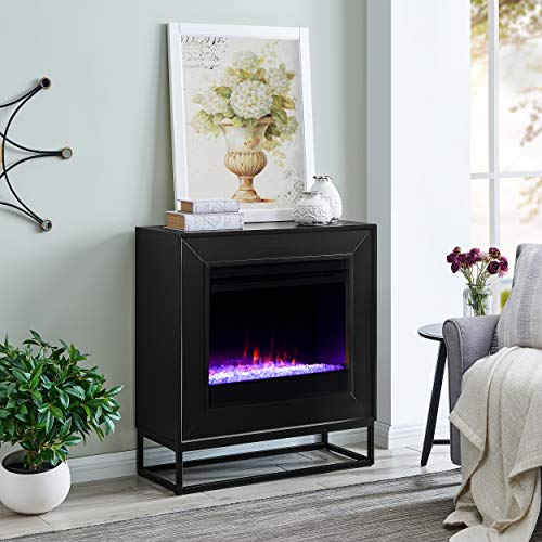 SEI Furniture Frescan Color Changing Electric Fireplace, Black