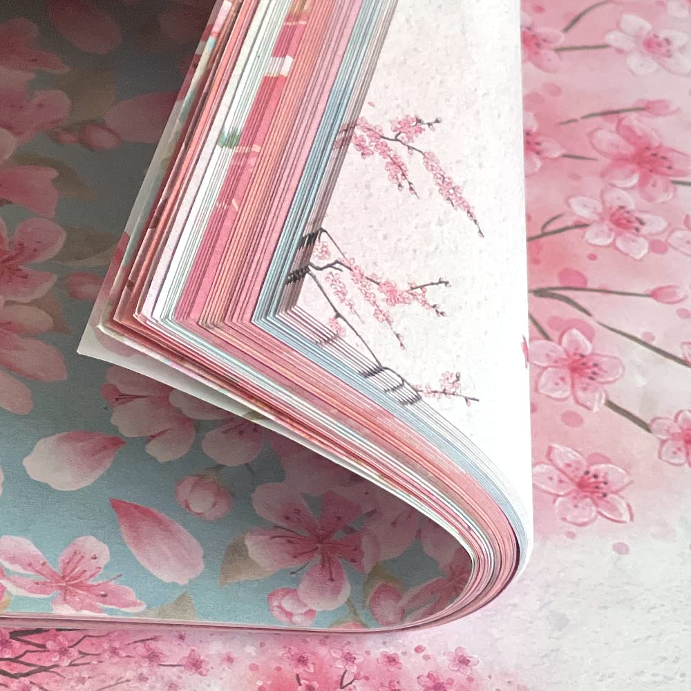 Origami 6x6 Paper Kit 100 Sheets 24 Vivid Colors Double Sided Same Printed Traditional Patterns Square for Arts Crafts Projects Japan traditional Chiyo willow & sky