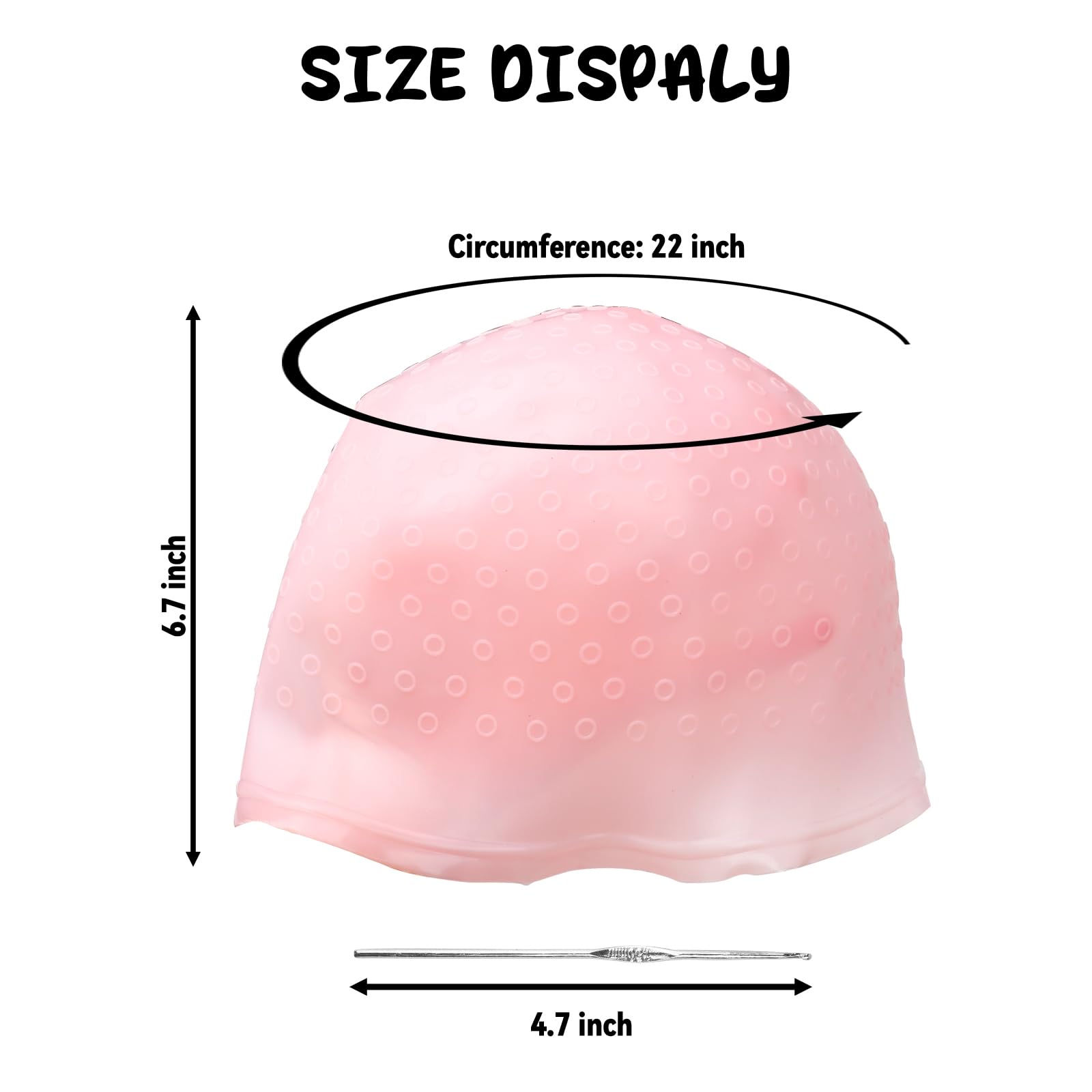 Silicone Reusable Highlight Cap Kit for Dying Hair Headgear with Pins for Salon Hair Bleaching Kit Hairdressing and Coloring Tools(Pink)