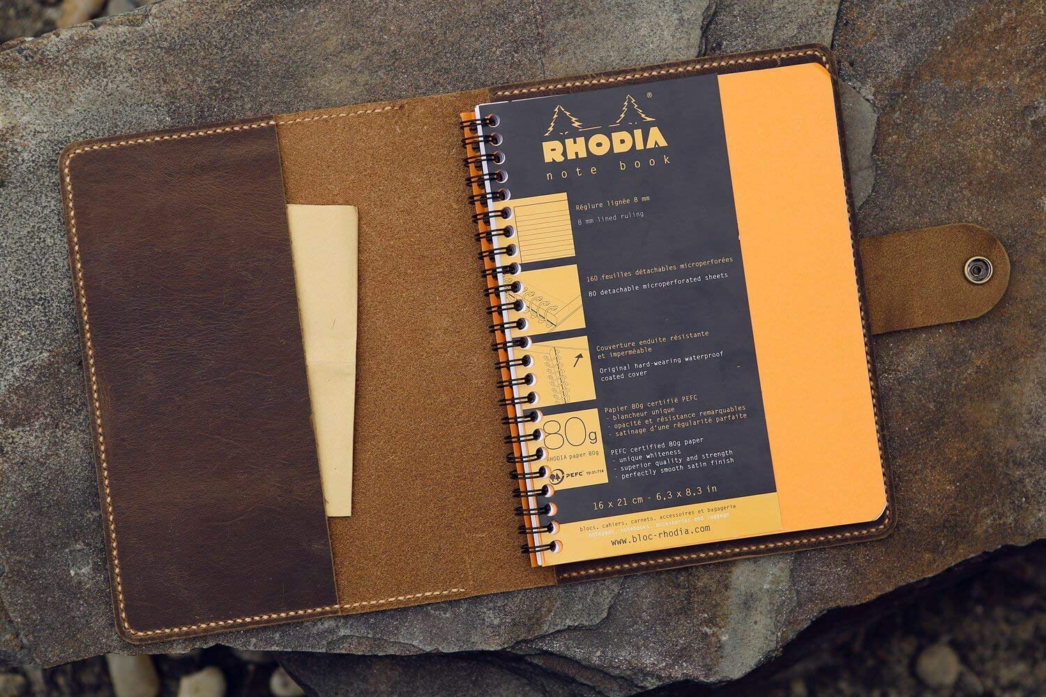 Personalized vintage rhodia leather cover distressed leather cover for rhodia wirebound meeting notebook A5+ NRA5P05S