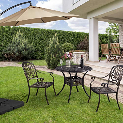 Yaheetech Cast Aluminum Dining Chairs Set of 2, Stackable Patio Dining Chairs Patio Furniture for Garden Deck Antique, Bronze