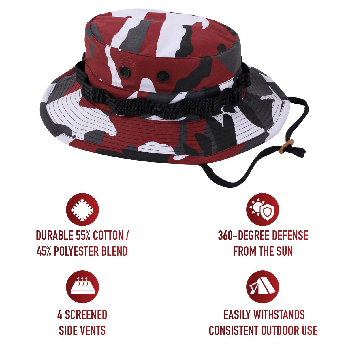 Rothco Camo Boonie Hat - Ultimate Sun Defense for Outdoor Adventures - Red Camo – 7