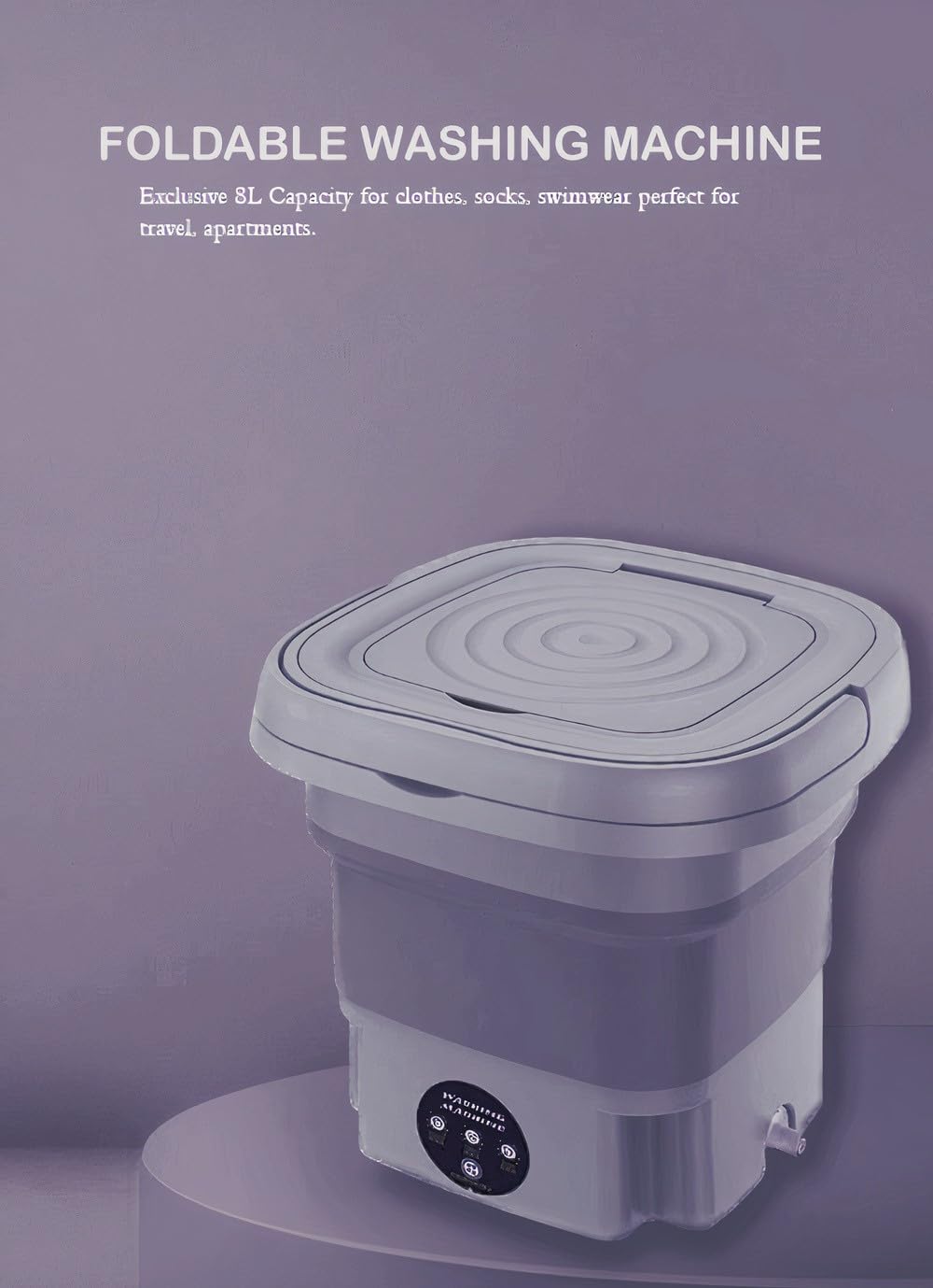 Portable Washing Machine-Mini Washing Machine Foldable-Portable Washer Machine-WATERPROOF Laundry Bag -8L Capacity for Clothes, Socks-Perfect for Travel-Apartments, Dorms-Mini Washing Machine-(Purple)