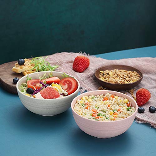 WSRYFDC Unbreakable Cereal Bowls - 24 Oz Natural Wheat Straw Bowls For Kitchen, Microwave & Dishwasher Use β Biodegradable bowl, Eco-friendly Tableware Noodle, Rice, Soup Bowls Set of 4