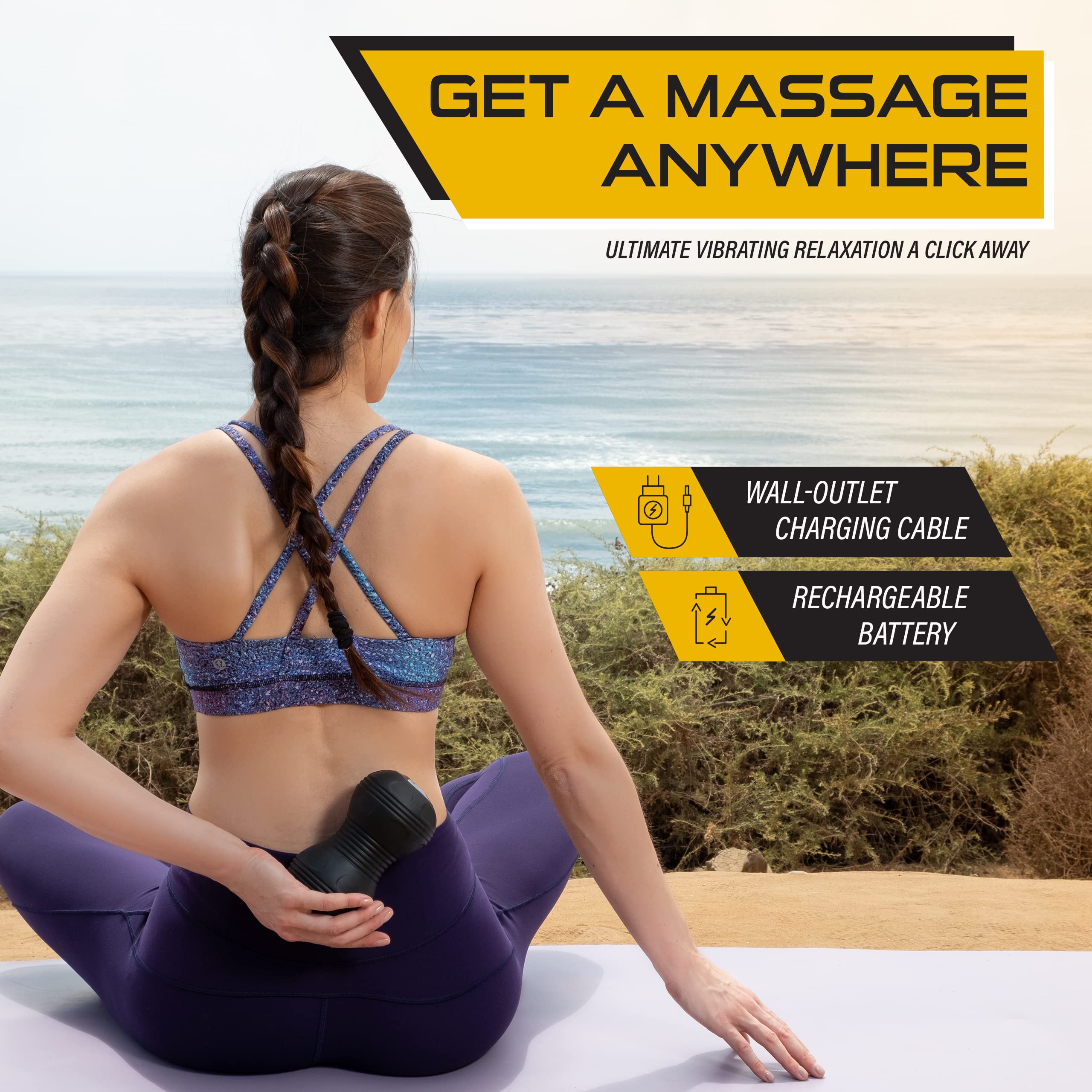 Nextrino Peanut Massage Ball, 4-Speed Vibrating Foam Roller Massager, Deep Tissue Muscle Pain Relief for Lower Back Shoulder Calf Arm, Myofascial Release Therapy for Anywhere Workout Recovery