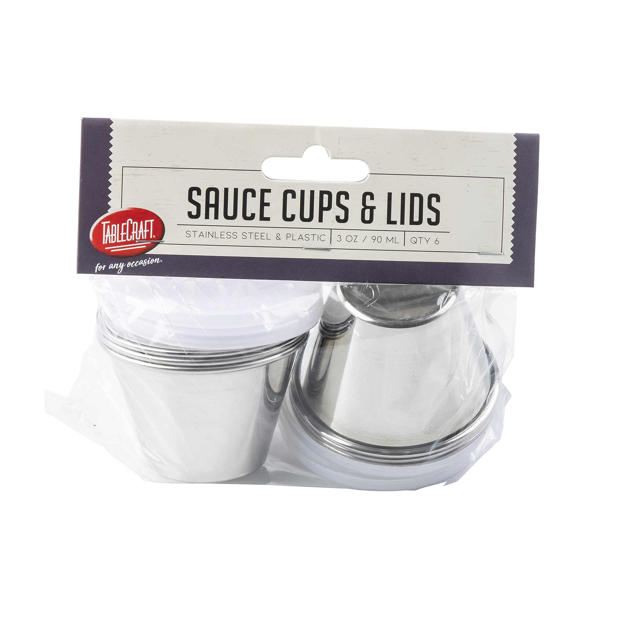 Tablecraft Round Ramekins with Lids 3 OZ - Ounces Clear, Pack of 6 with Clear Lids