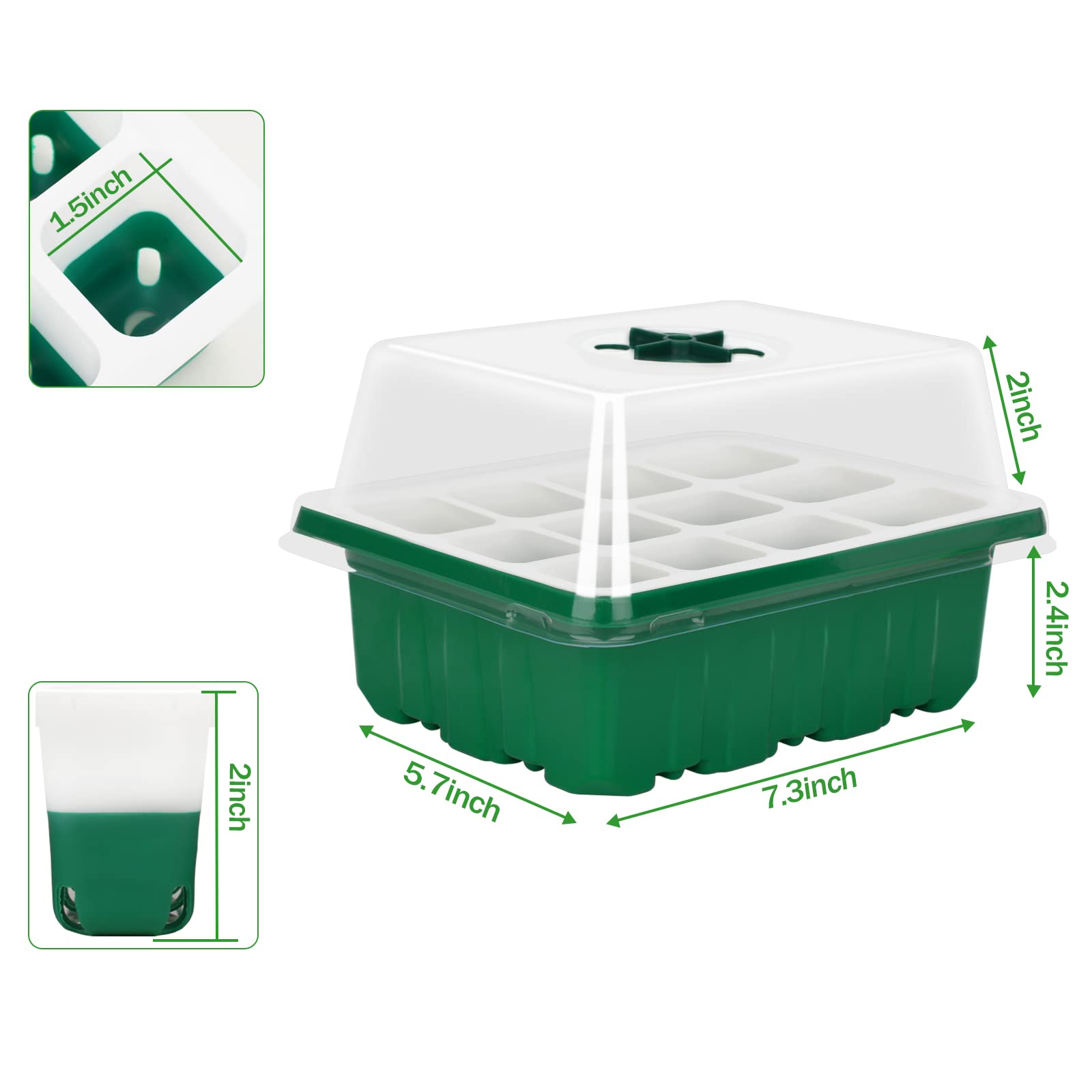 Patigrow Seed Starter Tray Flexible Silicone 12 Cells Reusable Seed Starter Kit with Humidity Dome Dishwasher Safe Seed Starting Trays Plant Starter Kit Indoor Greenhouse for Seed Starting