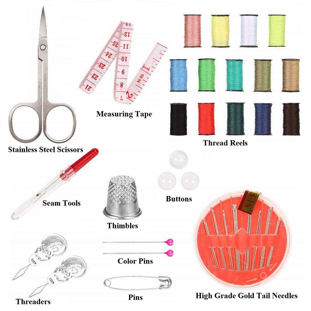 Sewing Kit,DIY Sewing Supplies Include Sewing Needles,Sewing Thread,Scissors,Tape Measure etc,Fit for Adults,Beginners,Travel and Home