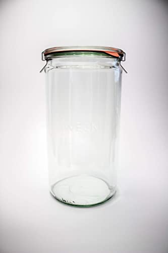VERSAINSECT β 1.5L Glass Jars with Large Storage Capacity β Preserving Jars with Airtight Lids Suitable for Pickling β Heat Resistant Canning Jars - Microwave Safe - (1 Jar with Glass Lid) 54 fl. oz