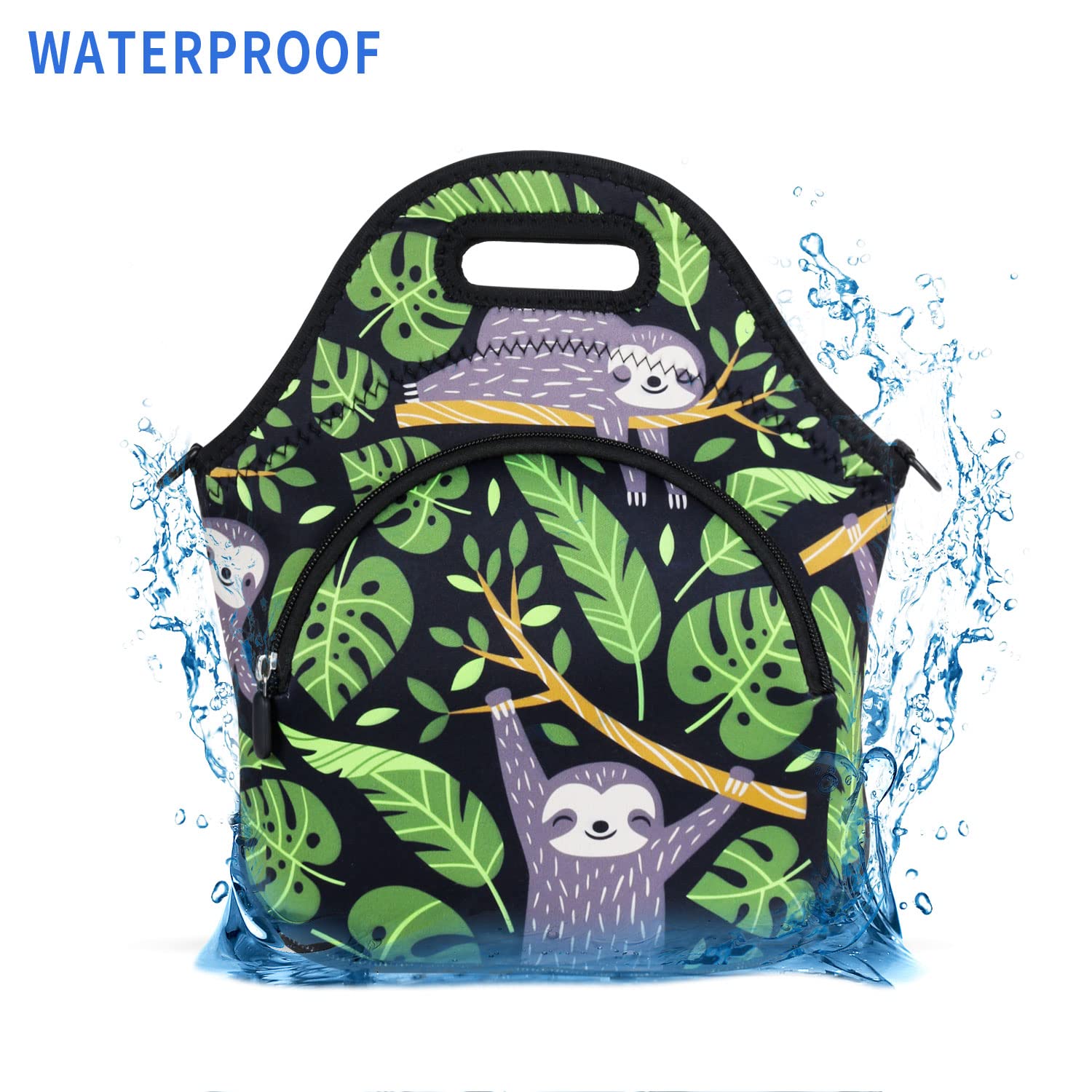 Violet Mist Neoprene Lunch Bag Tote Reusable Insulated Lunch Box with Adjustable Shoulder Strap&Pocket for Women,Men,Adults