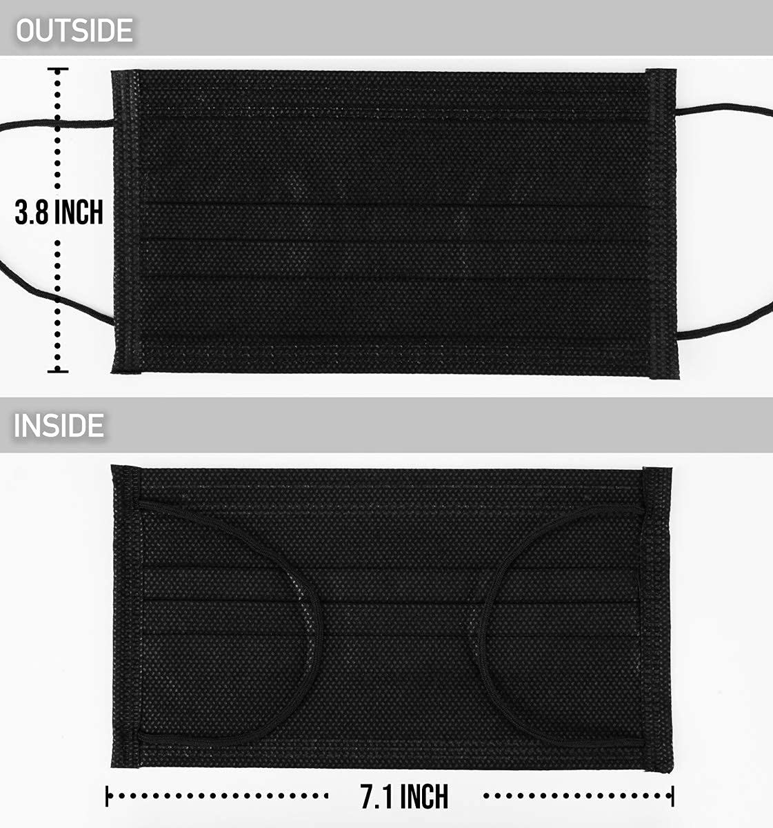 PLAY X STORE 50 Pcs Black Face Masks Breathable Dust Mask Stretchable Elastic Ear Loops - Black Face Mask
