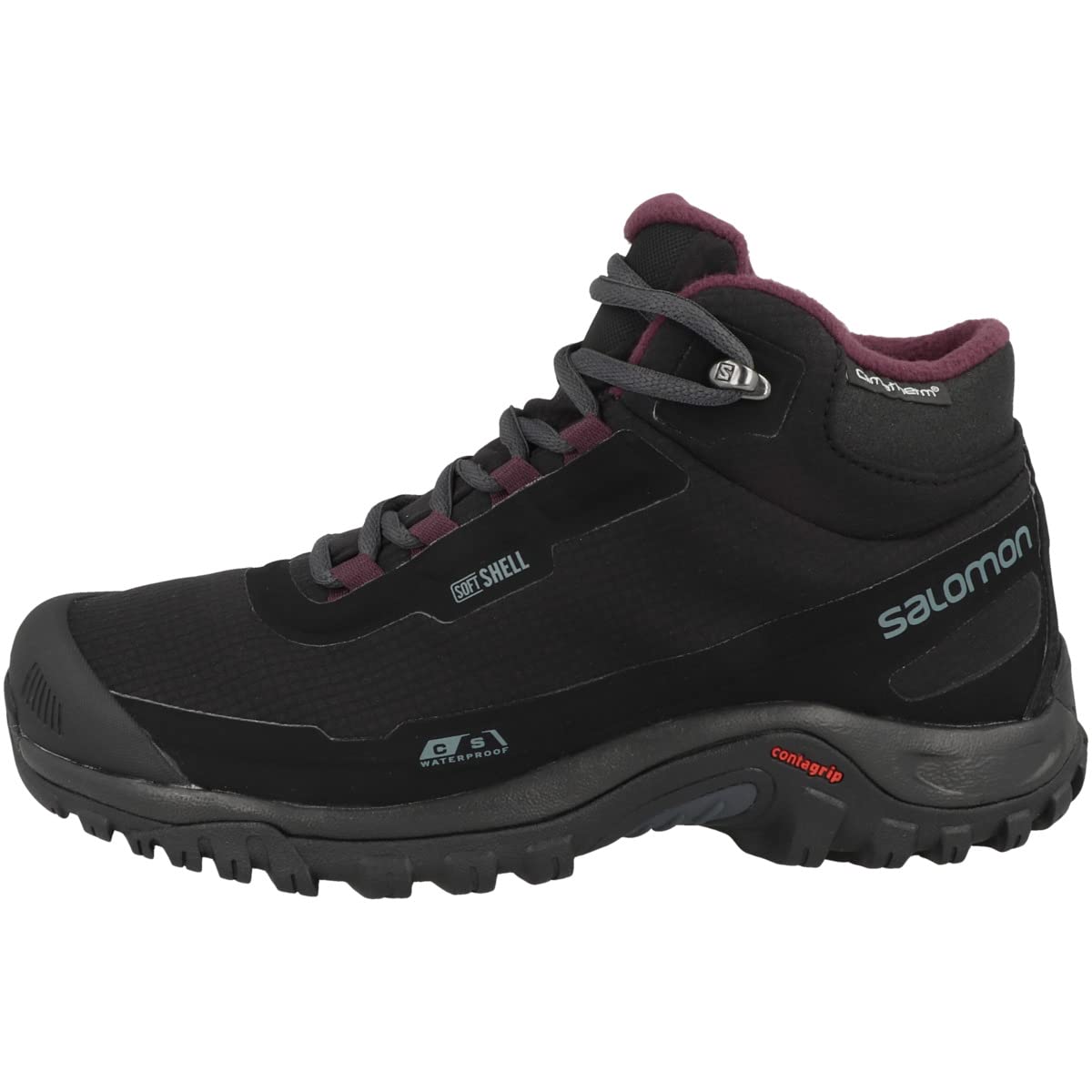 Salomon SHELTER CLIMASALOMON Waterproof Winter Boots for Women Snow, Black/Ebony/Wine Tasting, 8