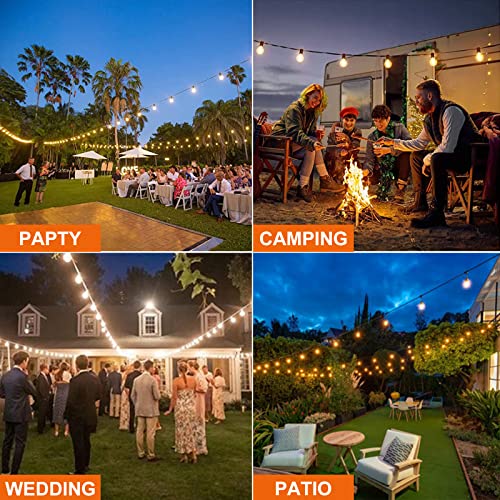 YOYONACY Solar String Lights Outdoor - 100FT Solar Patio Lights with Shatterproof G40 LED Bulbs, 4 Light Modes Waterproof Solar Powered Hanging Lights for Backyard Bistro Garden Camping Party