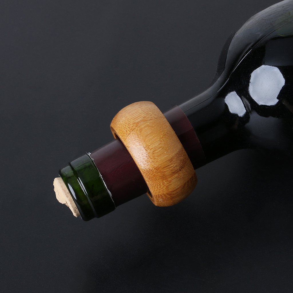XISAOK Wine Bottle Collar - Wooden Red Wine Bottle Drip Collar - Stop Drips Ring Home Bar Accessories