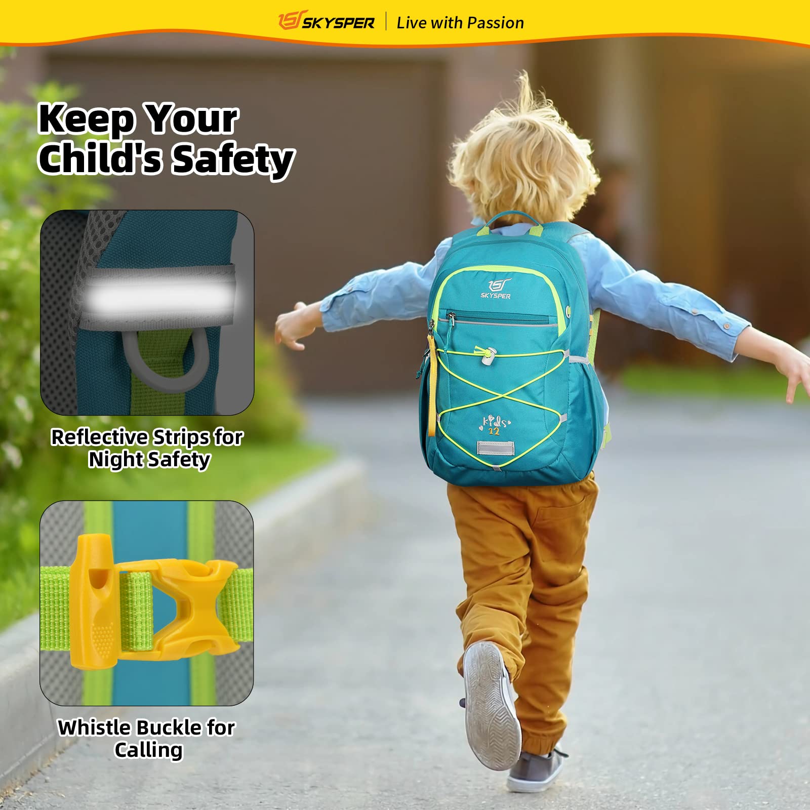 SKYSPER Kids Backpack 12L Children School Bag Child Boy Girl Outdoor Travel Pack Ages 4-8 for Day Trips Classes Camping(Teal)