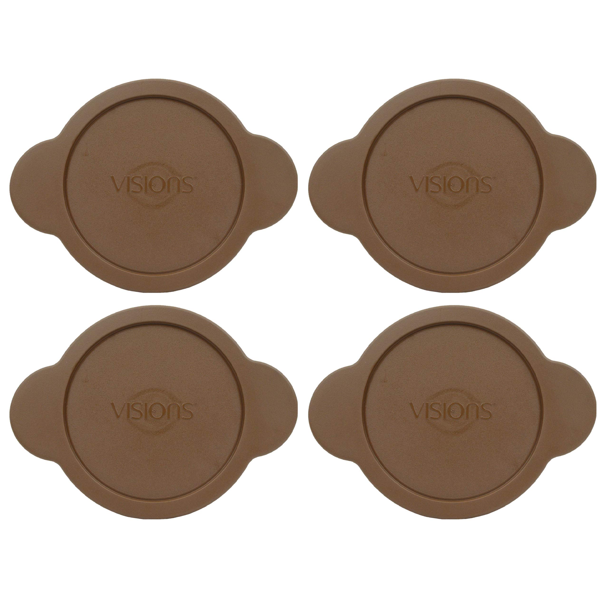 Visions CM8-PC Brown Plastic Lids for Glass Dish (Glass Dish Sold Separately) - 4 Pack