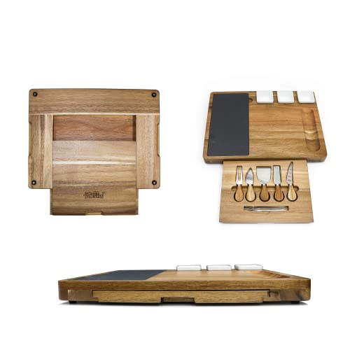 Wooden Charcuterie Board Set (11pcs) - Cheese Board Set with Extra Large Charcuterie Board, Knife, Forks, Bowls - Perfect Charcuterie Boards Gift Set - Beautiful Charcuterie Meat and Cheese Platter