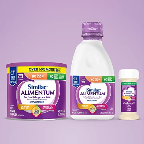 Similac Alimentum with 2’-FL HMO Hypoallergenic Infant Formula, for Food Allergies and Colic, Suitable for Lactose Sensitivity, Ready-to-Feed Baby Formula, 32-fl-oz Bottle