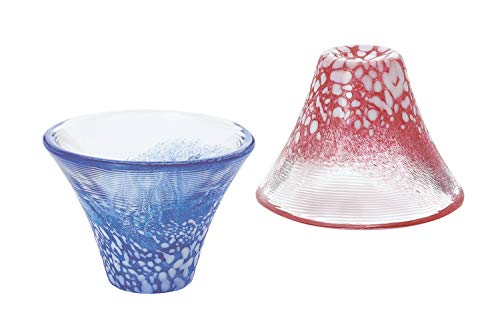 ćąć´ä˝ă
ć¨ăŹăŠăš Toyo Sasaki Glass G635-T72 Cold Sake Glass, Pair, Congratulations Cup, Mt. Fuji Cold Sake Cup, Made in Japan, Blue & Red, 1.2 fl oz (35 ml), Pack of 2