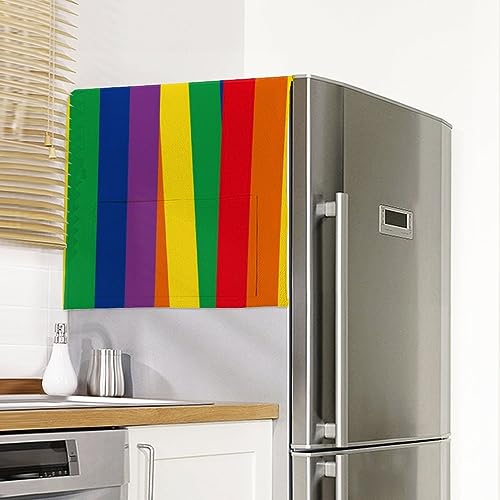 Rainbow Color Line Stroke Washer and Dryer Covers Machine Top Cover Fridge Dust Cover for Home Kitchen