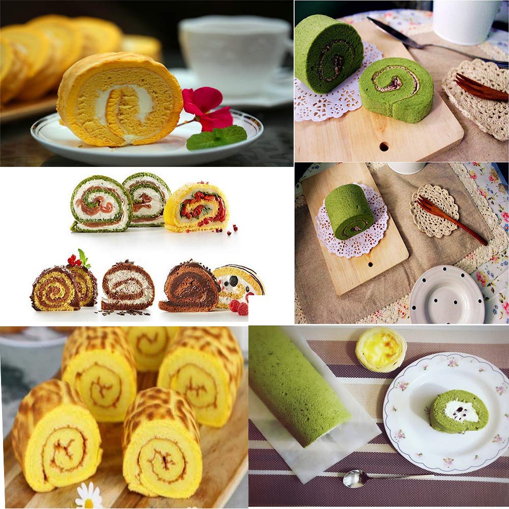 YUANAIYI Swiss Roll Cake Mat - Flexible Multipurpose Silicone sheet Nonstick jelly roll pan Baking Tray Pastry Mat Pizza Cookies Mold(set of 2)
