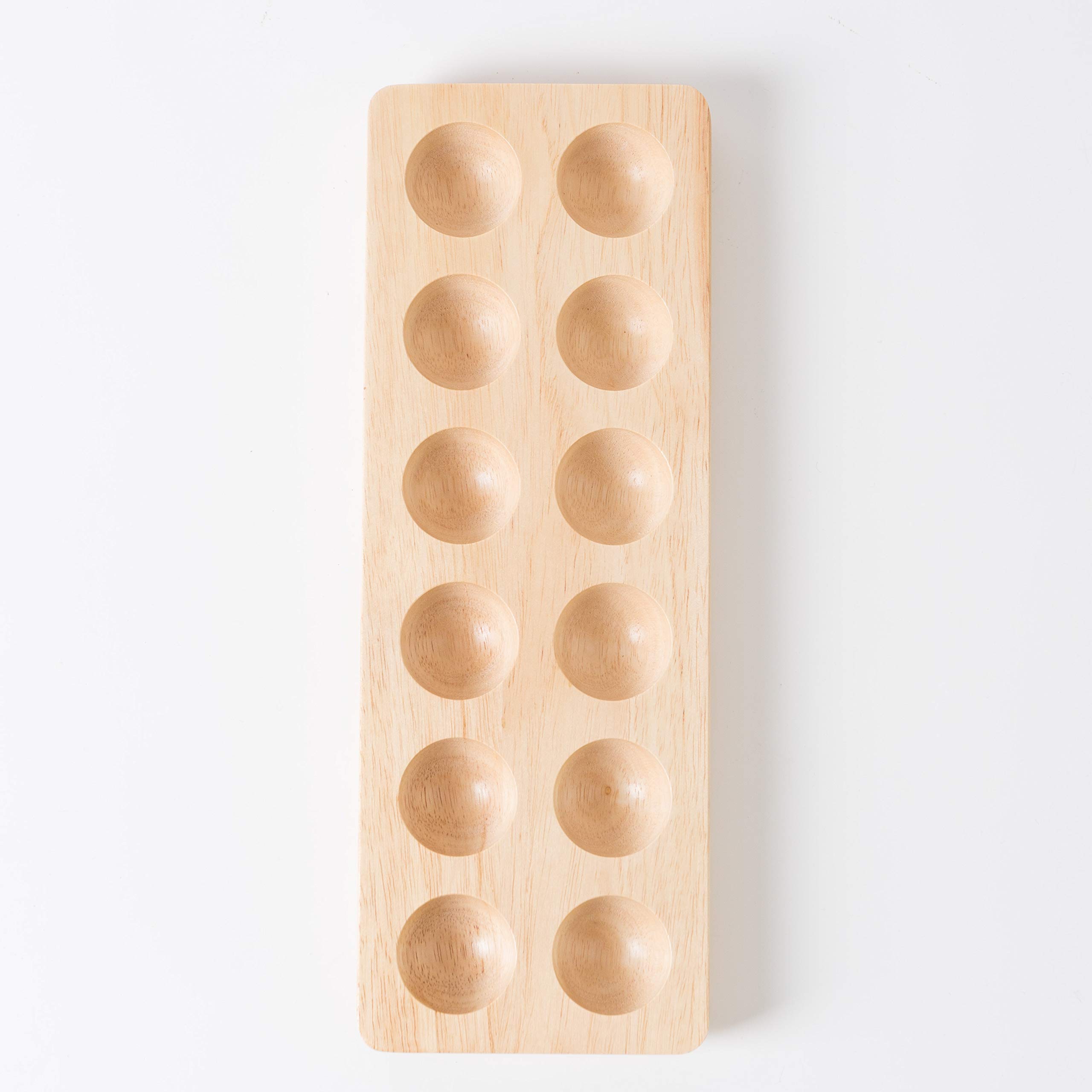 Wooden Egg Tray, Rubber Wooden Egg Holder, 12 Egg Holes for Display or Storage in Kitchen Refrigerator