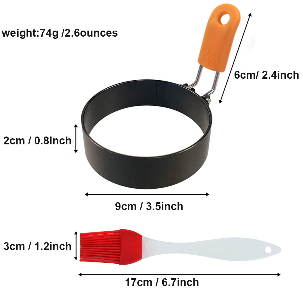 Yubng 3.5 inch Egg Rings for Frying Eggs ,4 Pack Non-Stick Egg Patty Maker, Pancake Mold for Indoor Camping Breakfast Sandwiches Egg Mcmuffins (4 pack, 3.5inch)