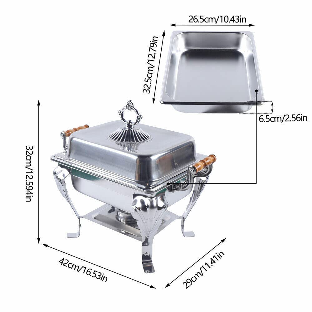 TFCFL Stainless Steel Food Warmer Chafer Chafing Dishes Buffet Set Square Buffet Stove Buffet Warming Container for Home and Restaurant Use
