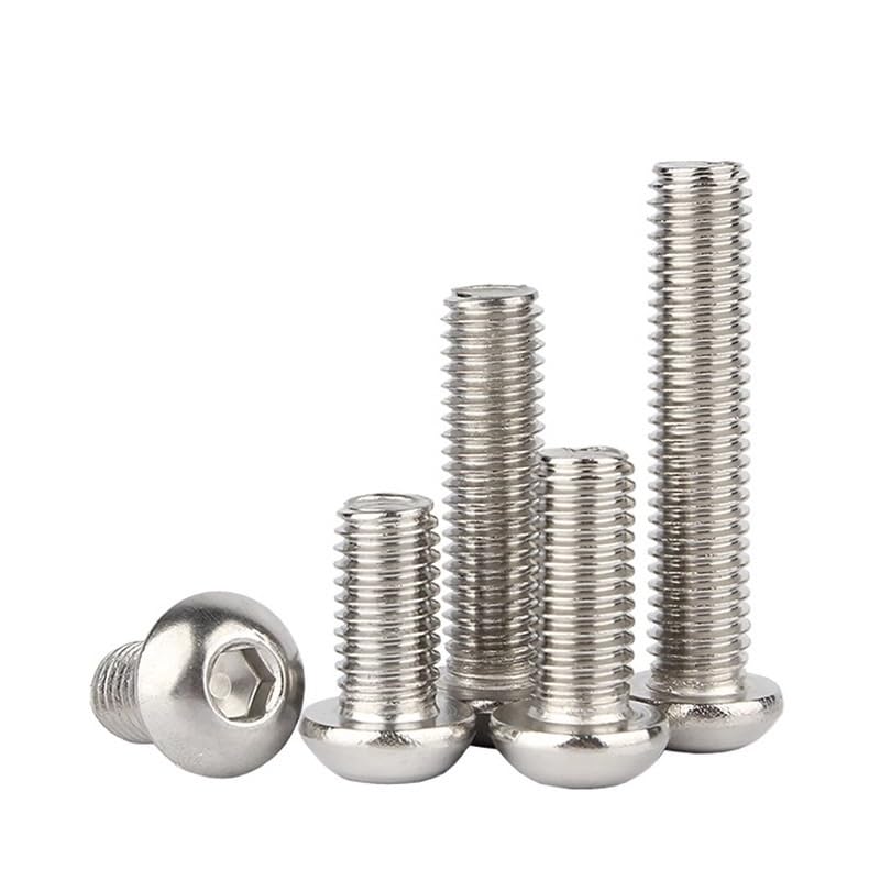 RAKTDA Hexagon Socket Screws 10pcs 201 Stainless Steel Round Head Hexagon Socket Screws pan Head Bolts Round Cup Screws Mushroom Head Screws (Size : M5*12)