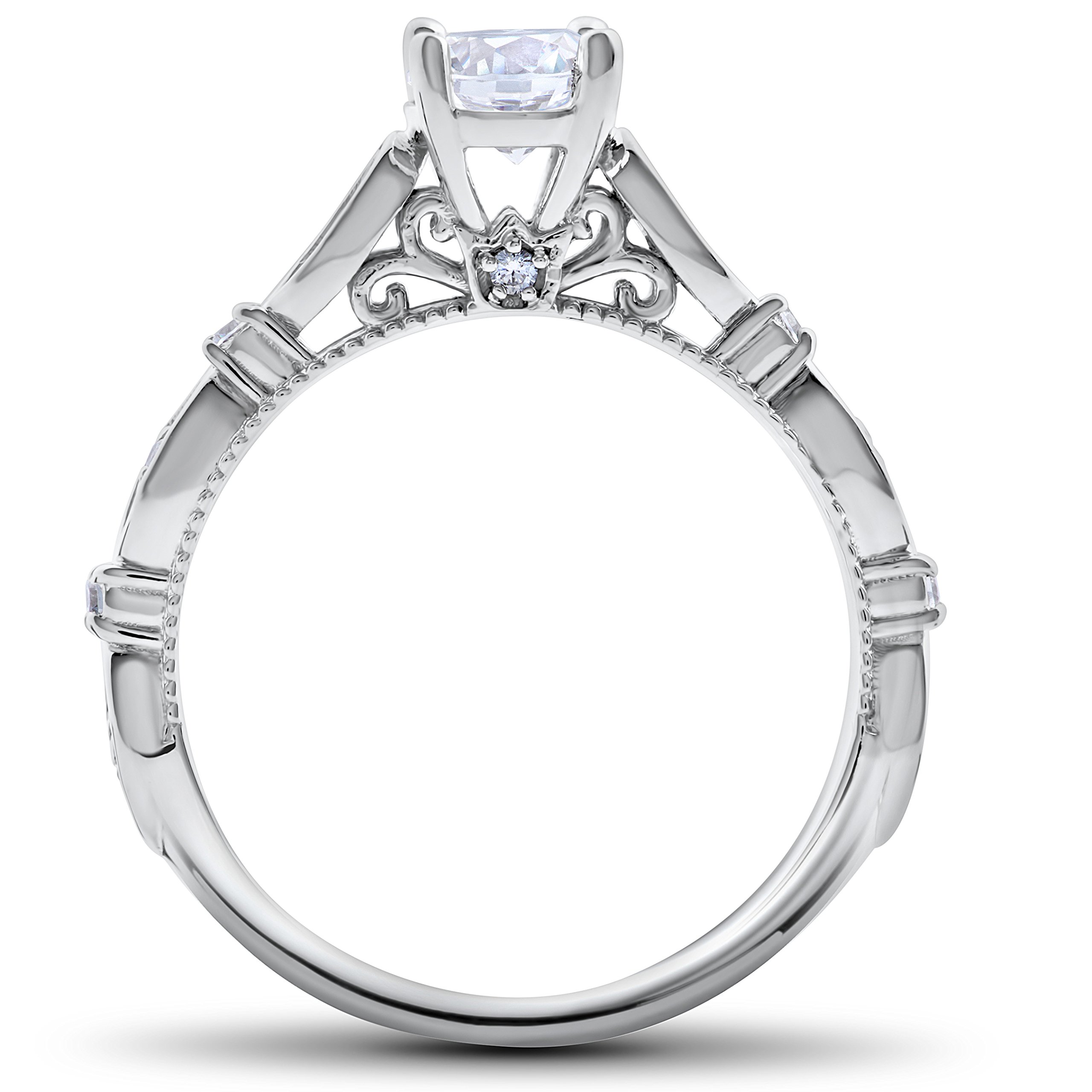 P3 POMPEII3 1 ct Vintage Diamond Engagement Ring & Matching Wedding Band Set 14k White Gold - Size 5.5