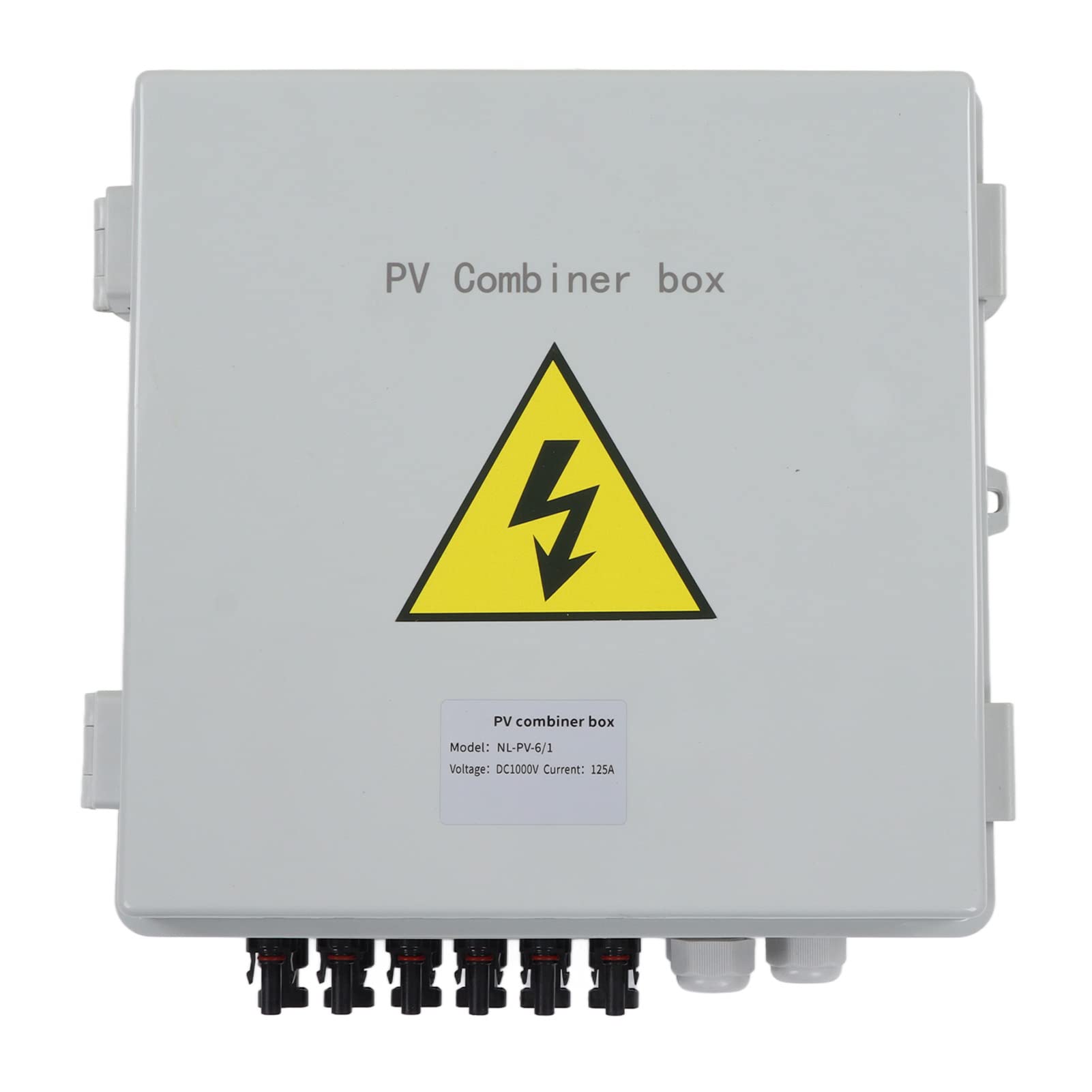 PV Combiner Box, 6 String Solar Combiner Box with 100A Circuit Breaker, 15A Rated Current and 40KA Protective Device IP67 Waterproof for On Off Grid Solar Panel System