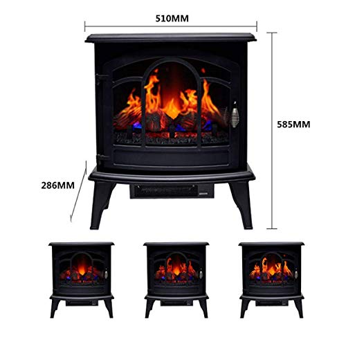 OQHAIR Electric Fire with Surround Mantelpiece Lights with Remote-Controlled Old Electric Fireplace Heater with Wood-Burned Led Light
