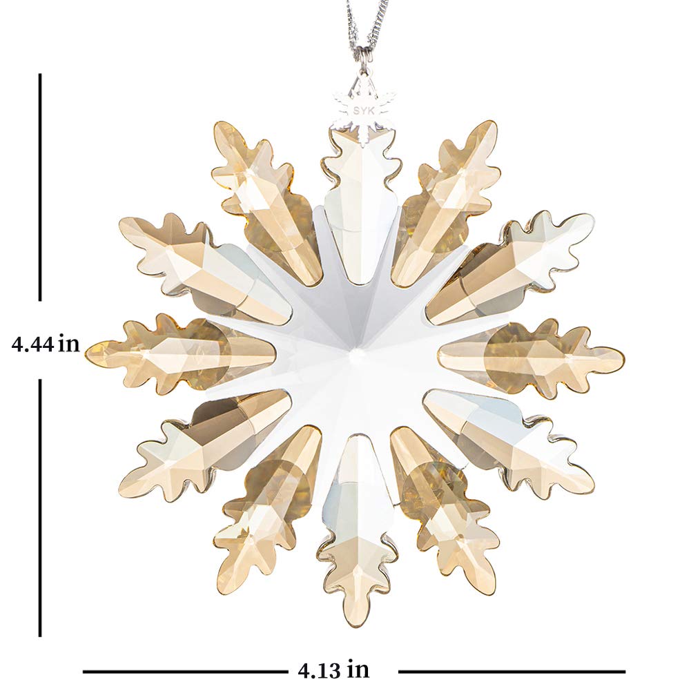 SIYOUKI Chrismats Gift Fantasy Elf Pendant, Crystal Snowflake Christmas Ornaments,Crystal Hanging Decorations (Gold)