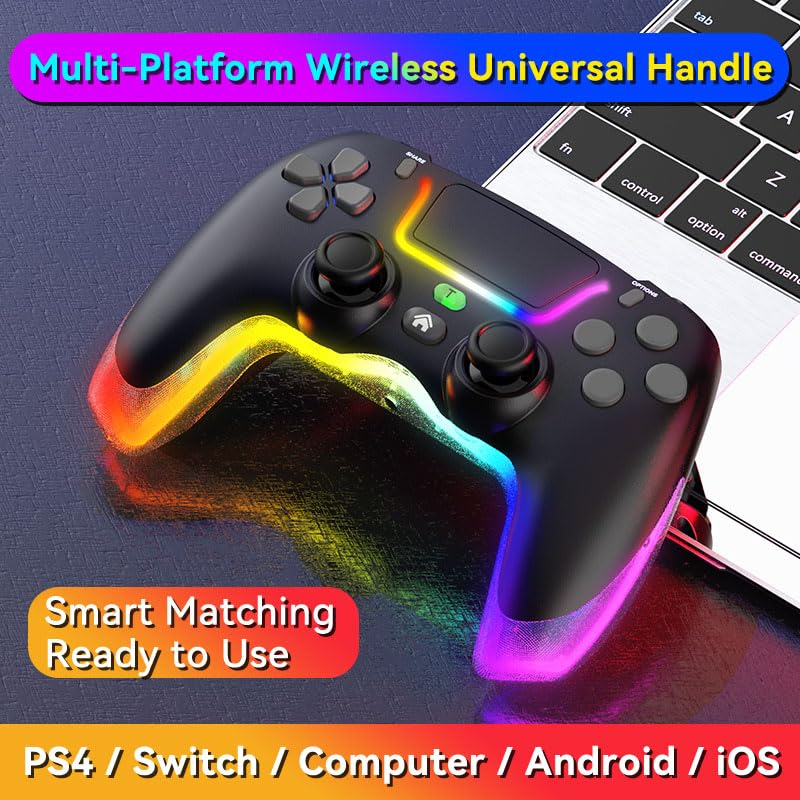RALAN PINK Wireless Controller Compatible with Playstation 4/Pro/Slim/for PS4 Dualshock 4 Gamepad with Adjustable LED Lighting, 3.5mm Audio Jack and Touch Pad