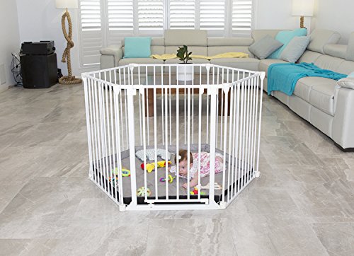 Perma 3-in-1 Playpen, Play Yard & Baby Gate - 6 Panels, White