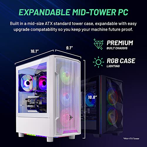 Skytech Gaming Archangel Gaming PC Desktop β AMD Ryzen 5 7600X 4.7 GHz, NVIDIA RTX 4060 Ti, 1TB NVME SSD, 32GB DDR5 RAM RGB, 600W Gold PSU, 11AC Wi-Fi, Windows 11 Home 64-bit,White