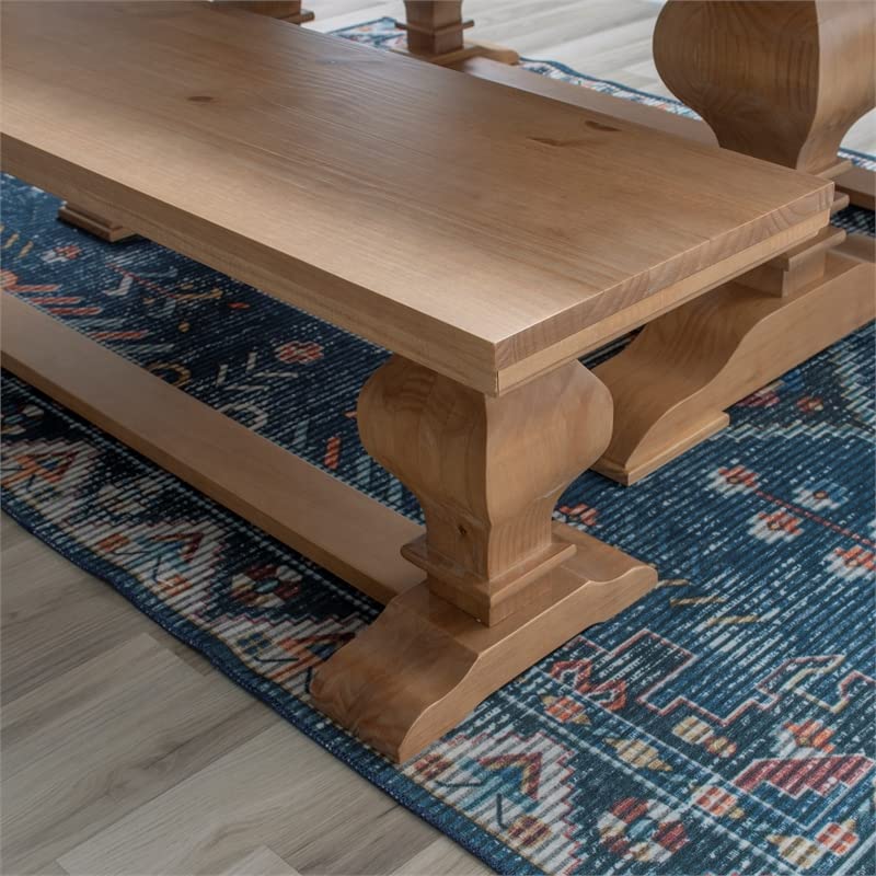 Powell Furniture Linon Larson Pine Wood Bench in Rustic Honey Brown