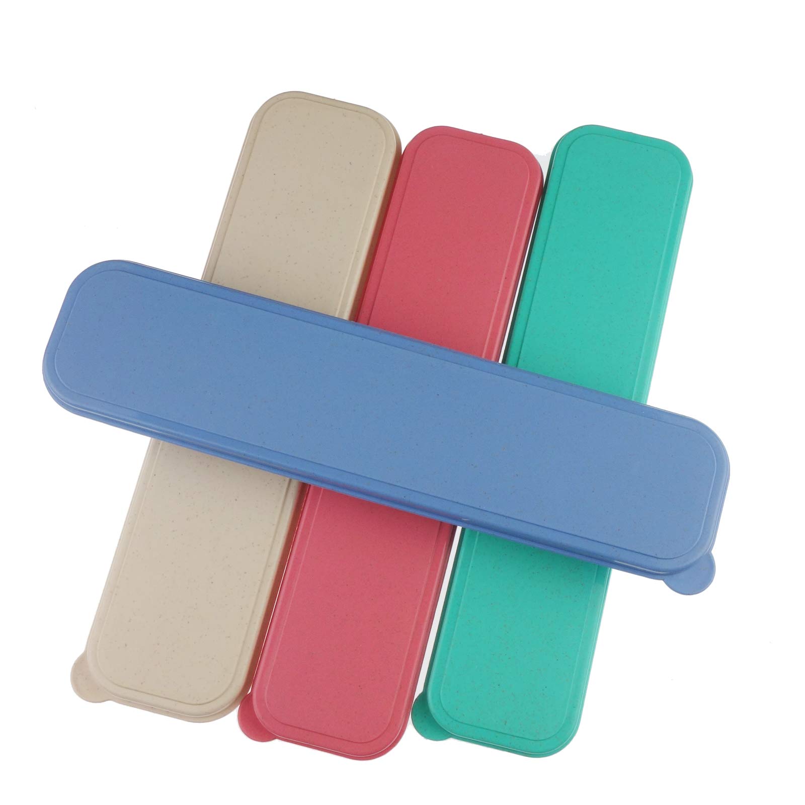 Zelerdo 4 Pack Portable Travel Tableware Storage Box Case for Cutlery Kit (Blue Green Beige Pink)