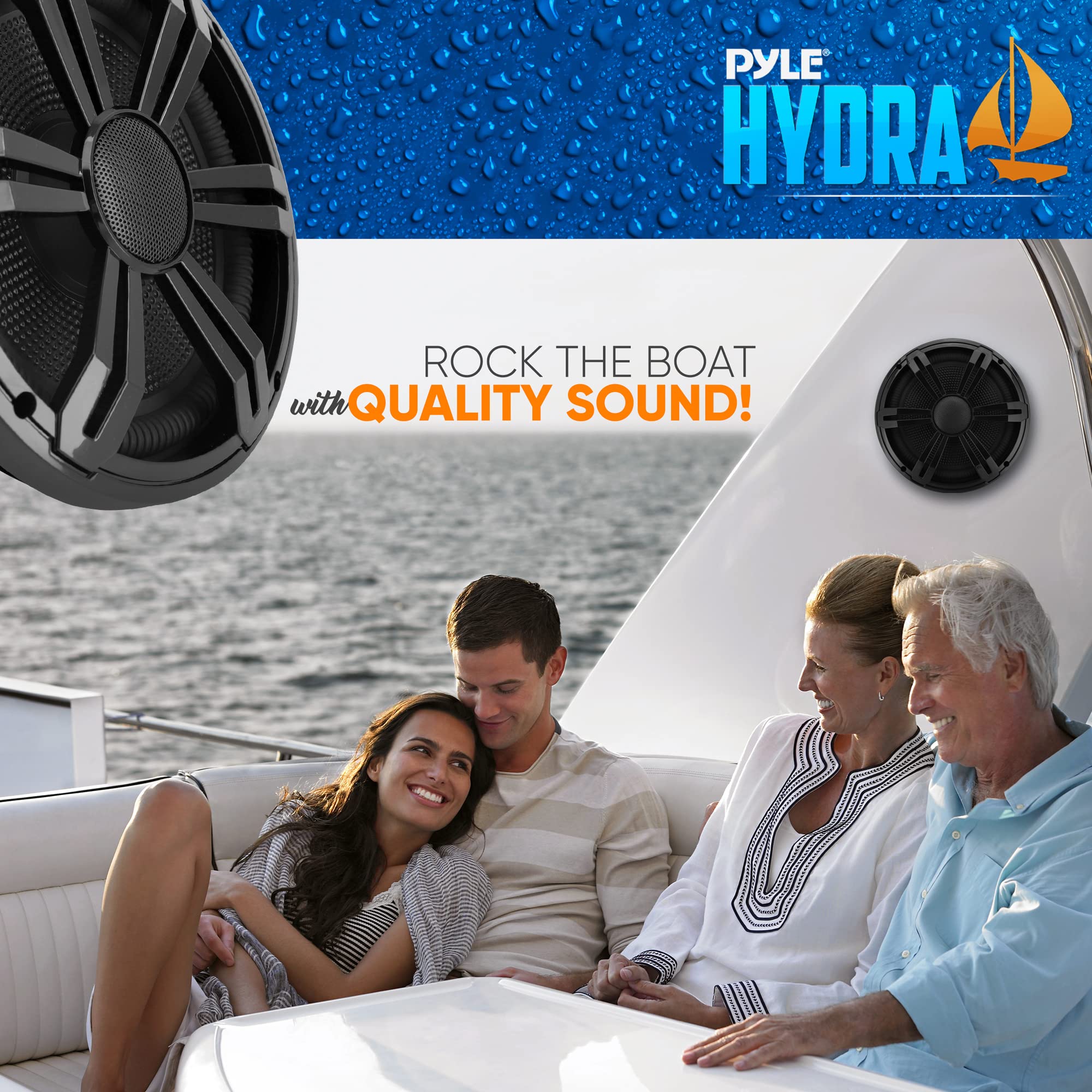 PyleUsa 8β Slim Marine Subwoofer-300W 4 Ohm Waterproof Car Component Speaker System, Low Profile PP Cone w/Rubber Edge, 30 Oz Magnet 1.5" Voice Coil, for Custom Audio Boat Truck Mobile Vehicle (Black)