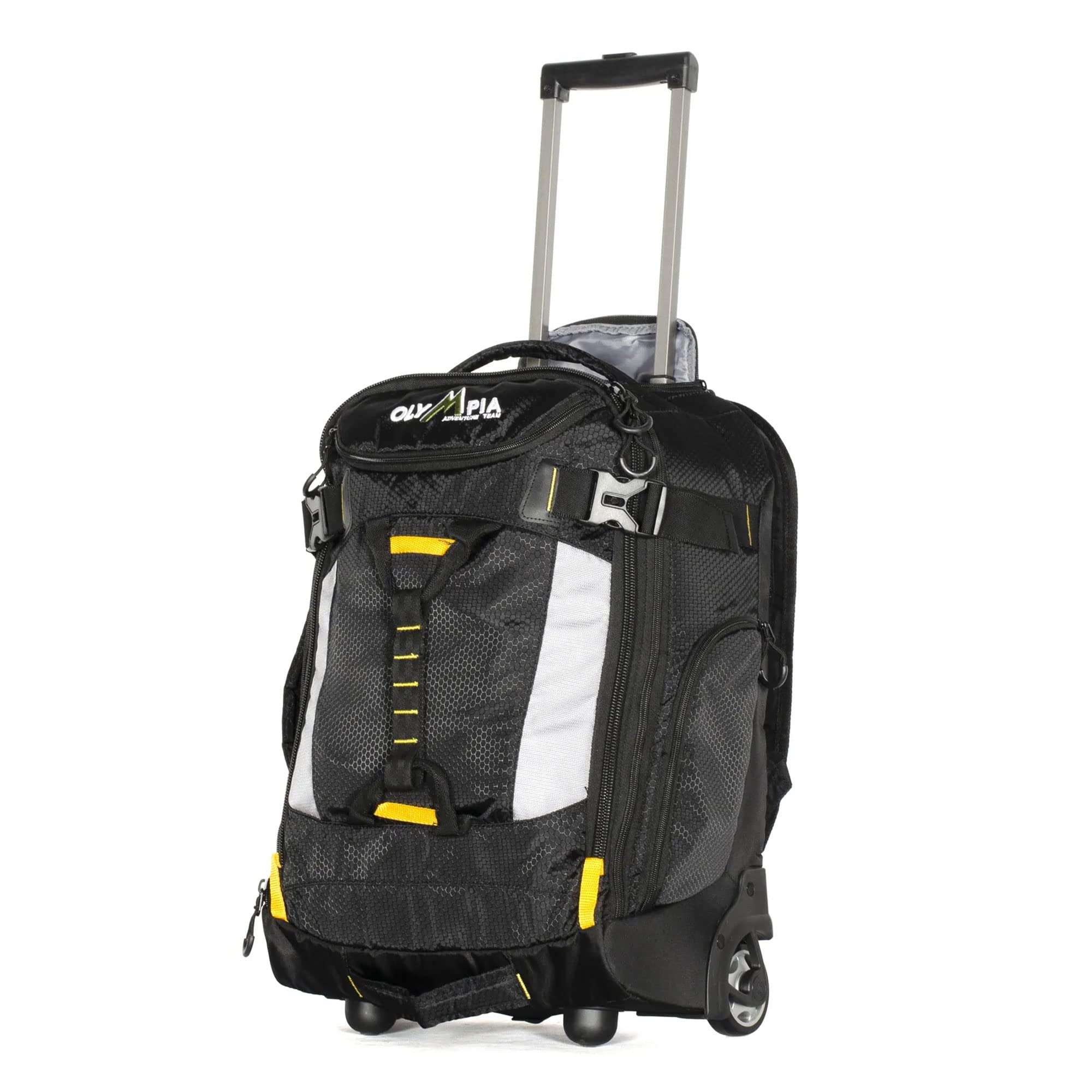 Olympia USA Cascade 20" Outdoor Rolling Backpack Carry On Travel Bag with Hideaway Straps and Comfort Grip Handles, Black