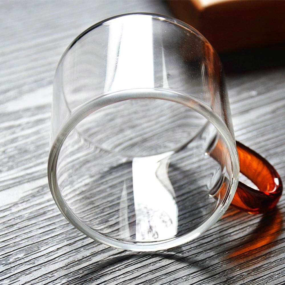 XIYUAN Clear Glass Coffee Mugs Set of 6,Small glass mugs with handles, Borosilicate Glass Coffee Cups Drinking GlassesPremium Glass Tea Cup set,for Latte, Mocha, Cappuccino, Tea and Juice