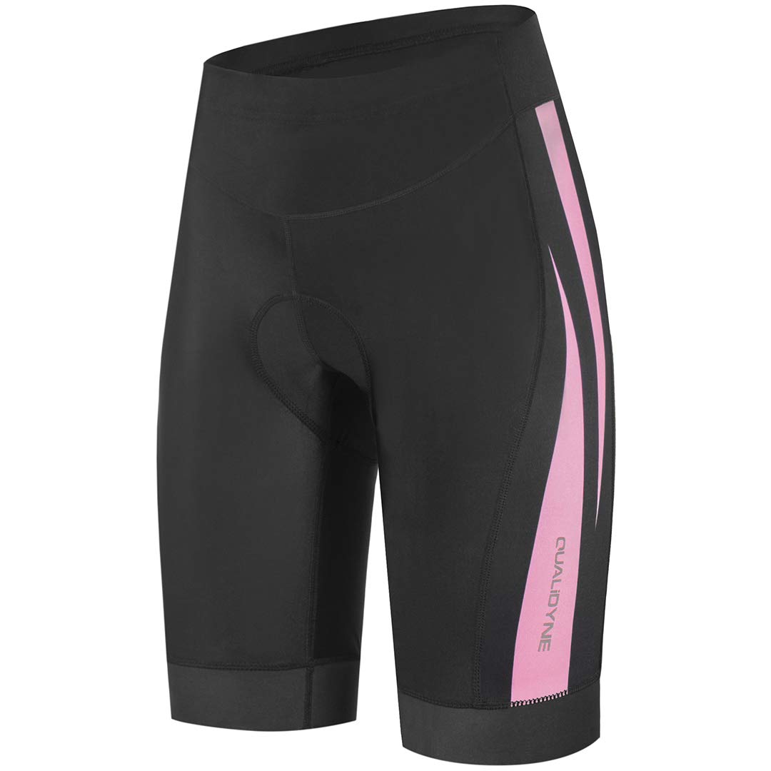 qualidyne Womens Bike Cycling Shorts with 4D Gel Padded, Quick-Dry Bicycle Biking Riding Pants Pink