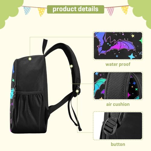 Sletend Toddler Backpack Colorful Bats Waterproof Mini Backpack Boys/Girls Cute Small Backpack Kindergarten Pre School Bags (S)
