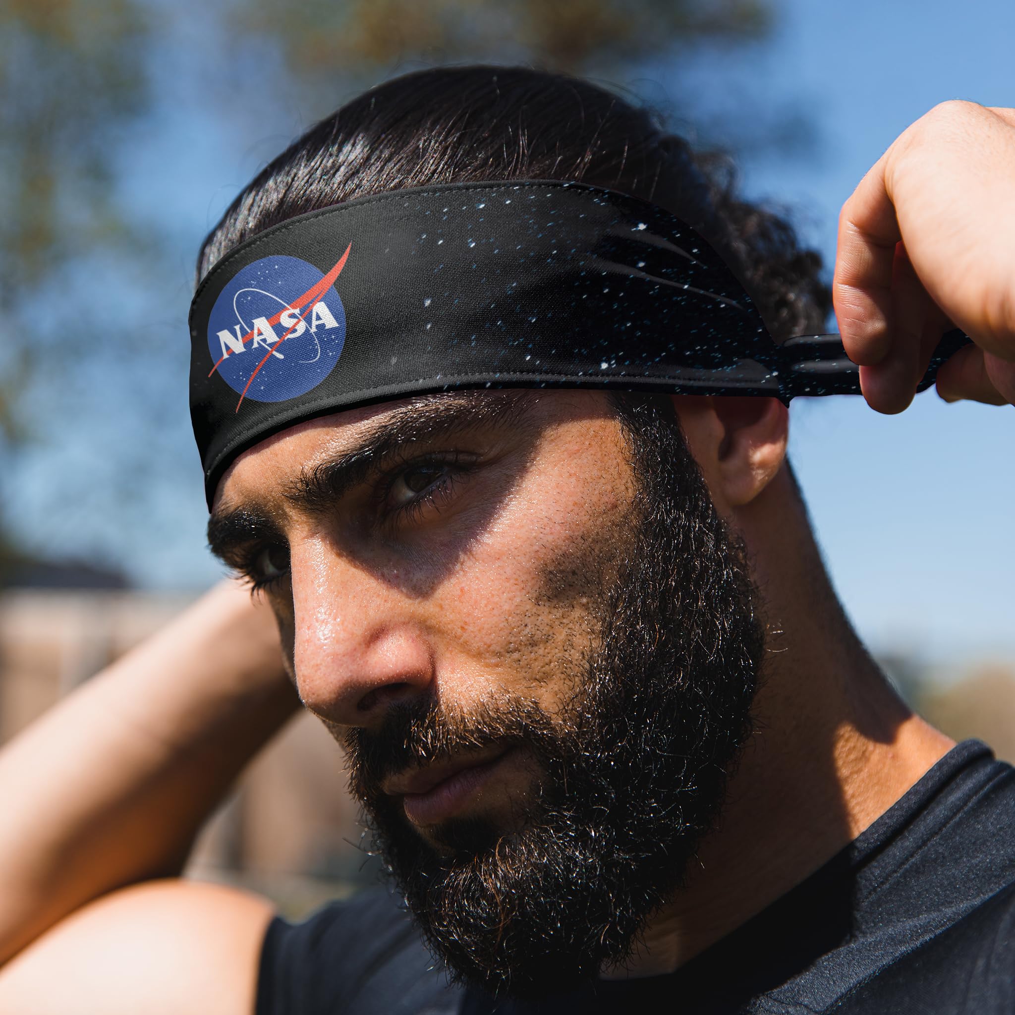 Suddora NASA Tie Headband, Breathable Sweatband for Space Exploration Pride, Non-slip Fabric Sweatband for Football, Tennis, Workout, Costumes & Cosplay