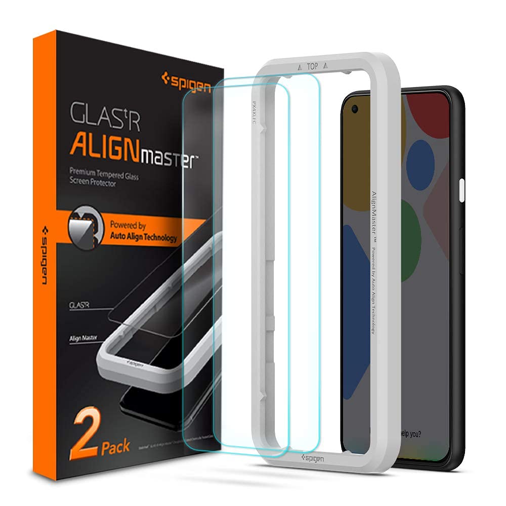 Spigen Tempered Glass Screen Protector [GlasTR AlignMaster] designed for Pixel 4a - 2 Pack/Case Friendly