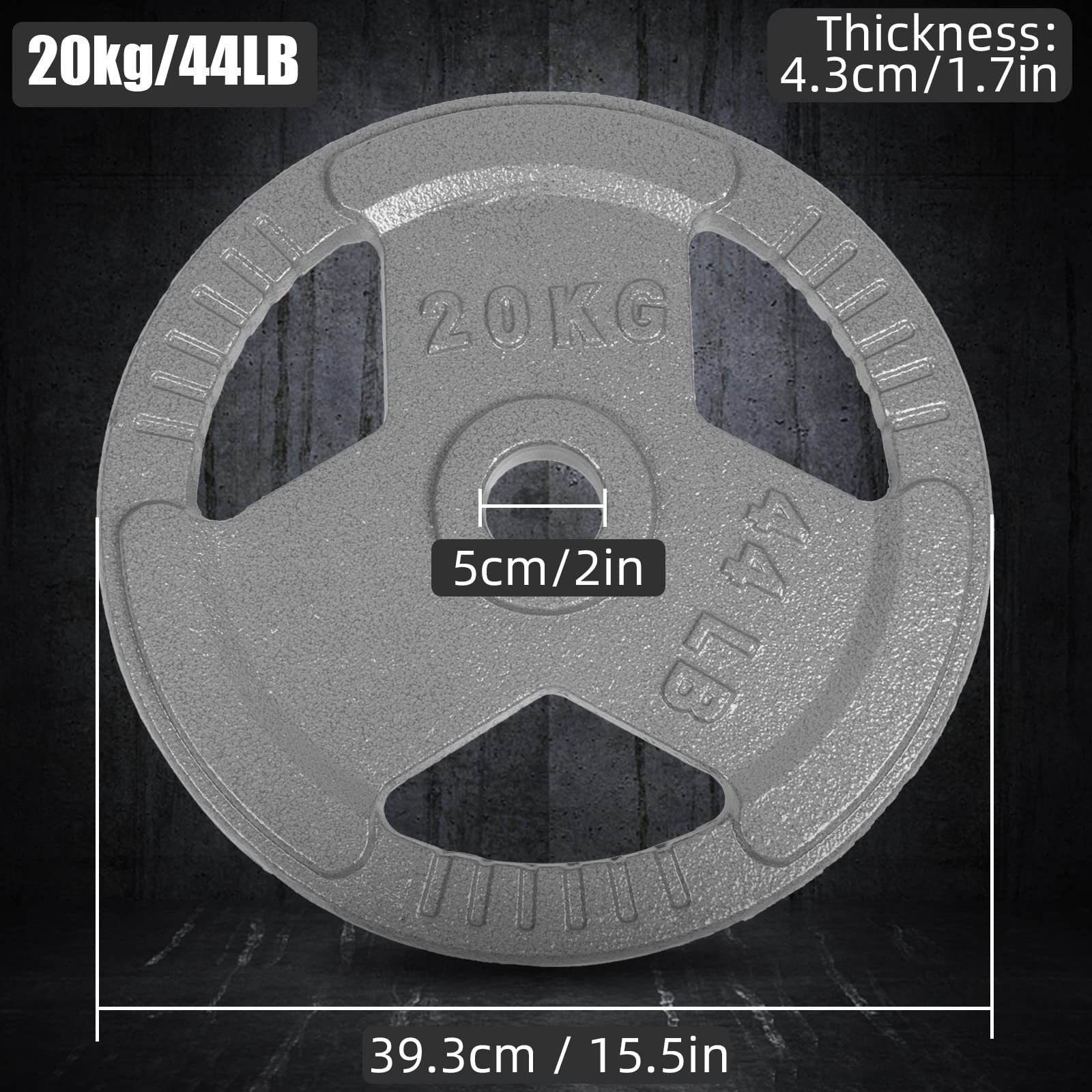 Olympic Weight Plate Set - Single Pair & Set 2 Inch Athletic Rubber Grip Barbell Plates Barbell Weight Set for Strength Training Weightlifting Weight Loss Home Gym (44LB Single)