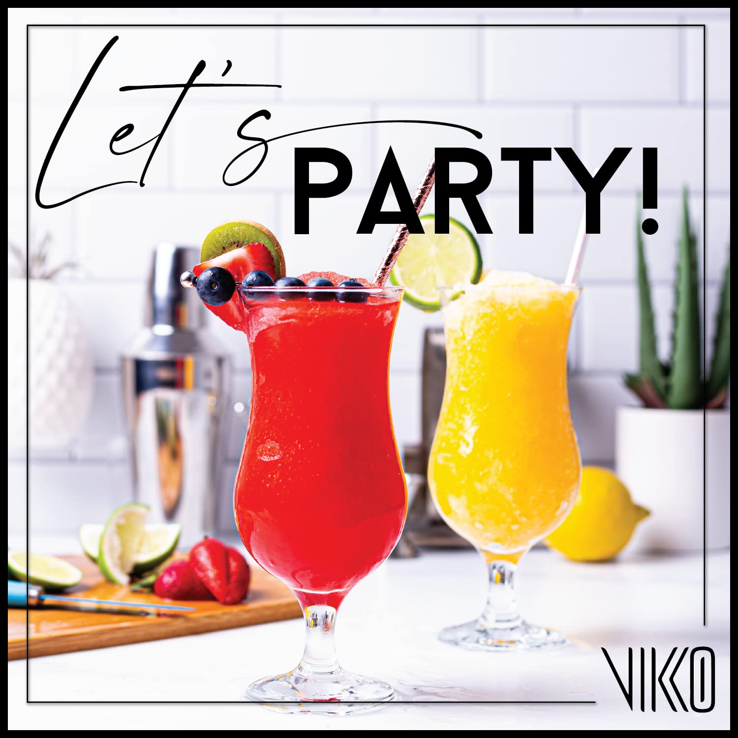 Vikko Hurricane Glasses, Set of 12 Pina Colada Glasses, 13.25 Ounce Cocktails Glasses Set, Durable Dishwasher Safe Party Glass
